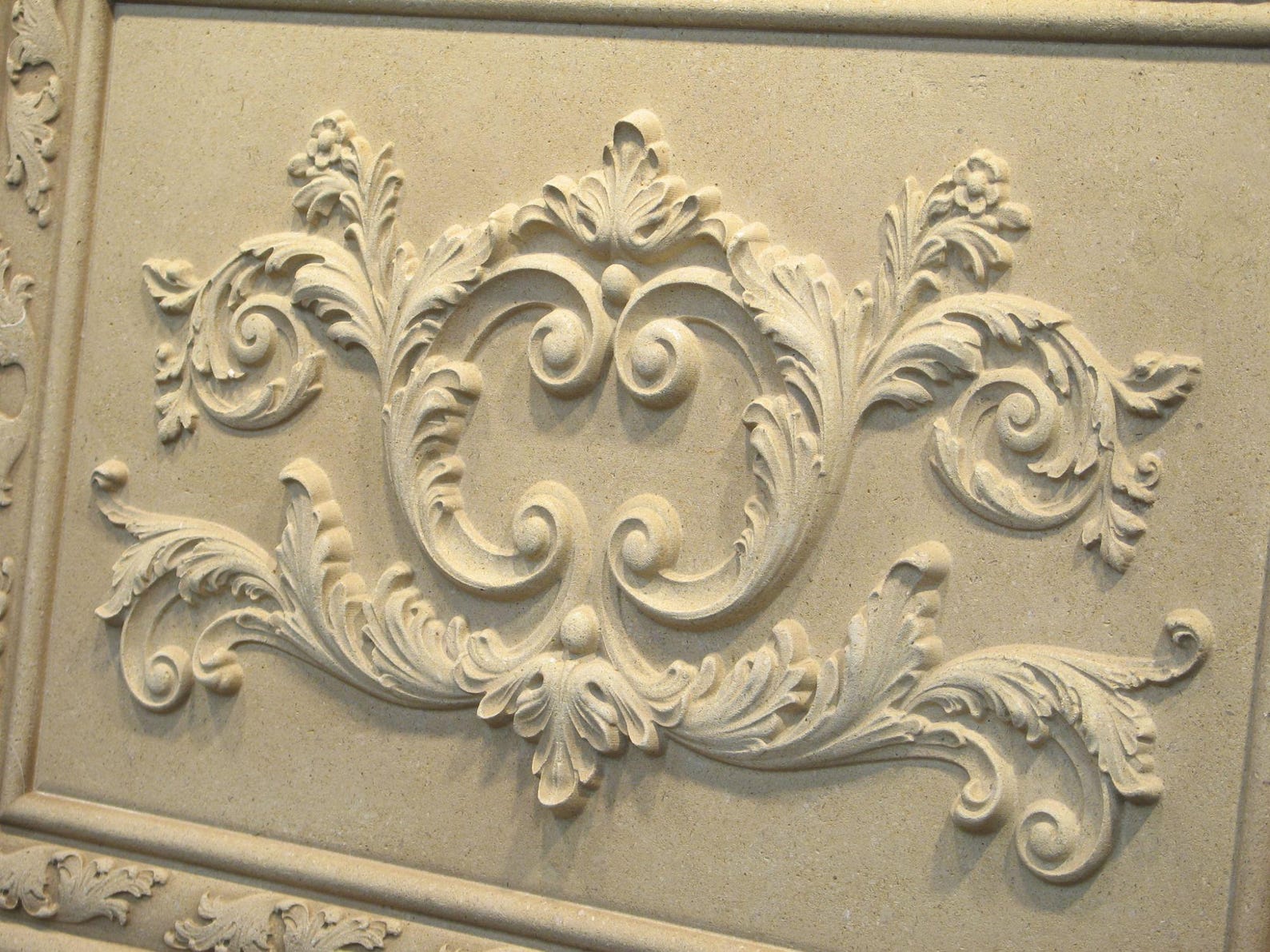 Ornate Relief Carved Limestone Back Splash 16" X 23" Decorative Tile ...