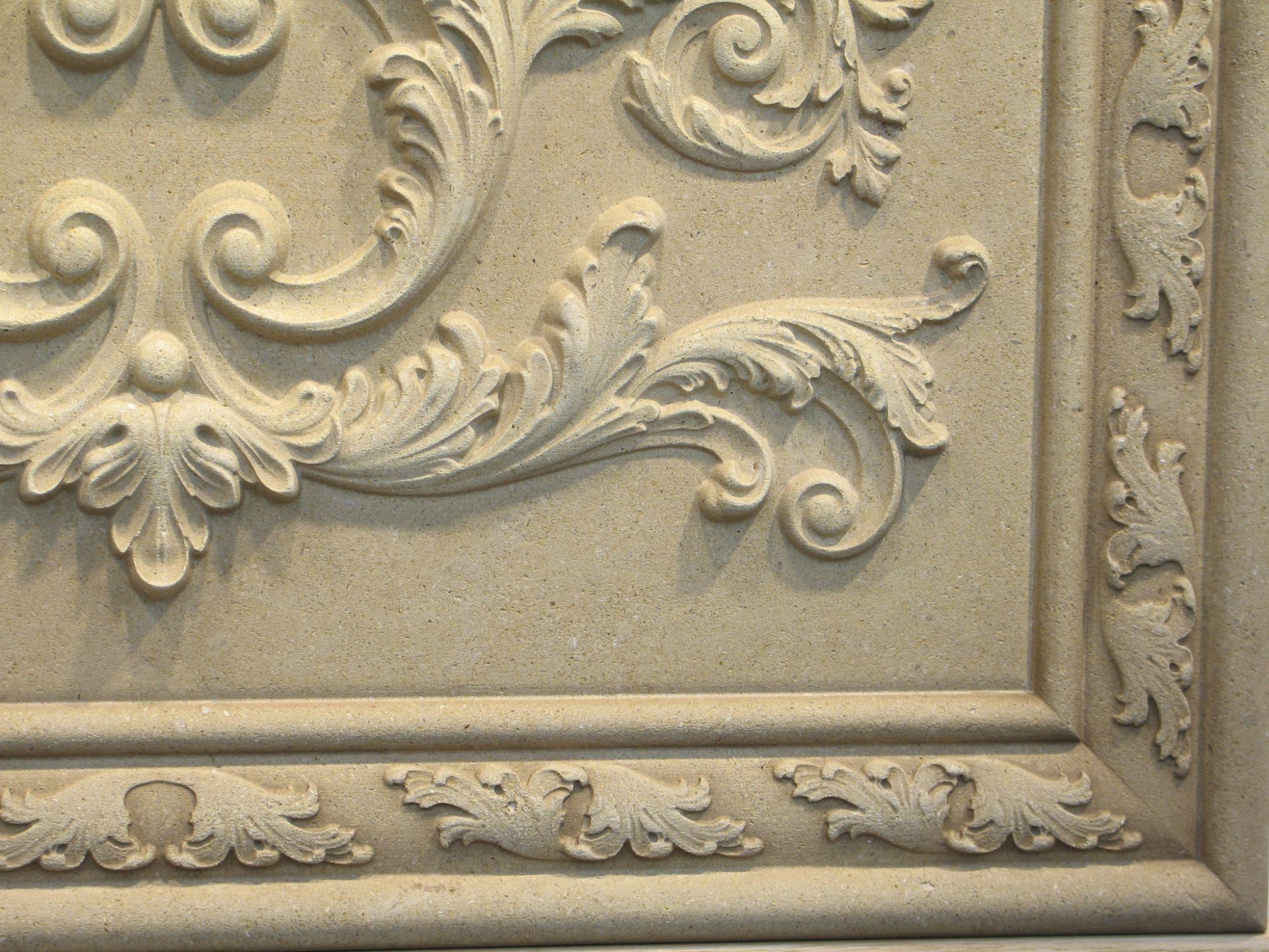 Ornate Relief Carved Limestone Back Splash 16" X 23" Decorative Tile ...