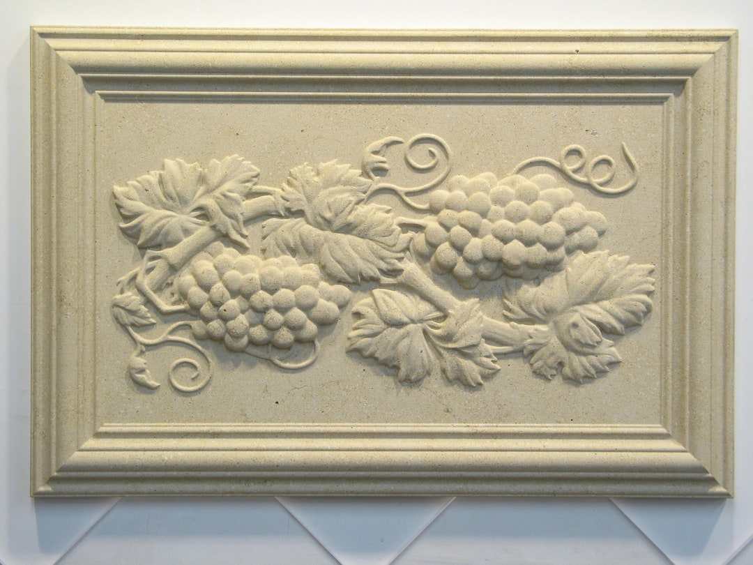 Relief Carved Grape Limestone Backsplash 12" X 18" Tile Insert - Etsy