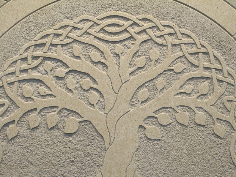 Tree of Life Monolithic Mosaic Etched Tile 18"x18" Limestone Backsplash ...