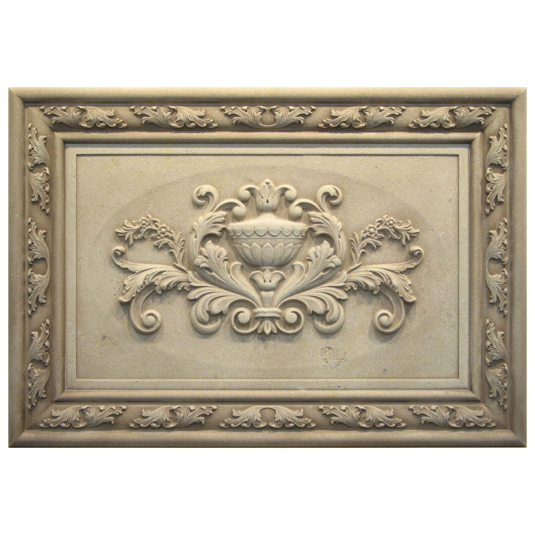 Ornate Relief Carved Limestone Back Splash 16" X 23" Decorative Tile ...