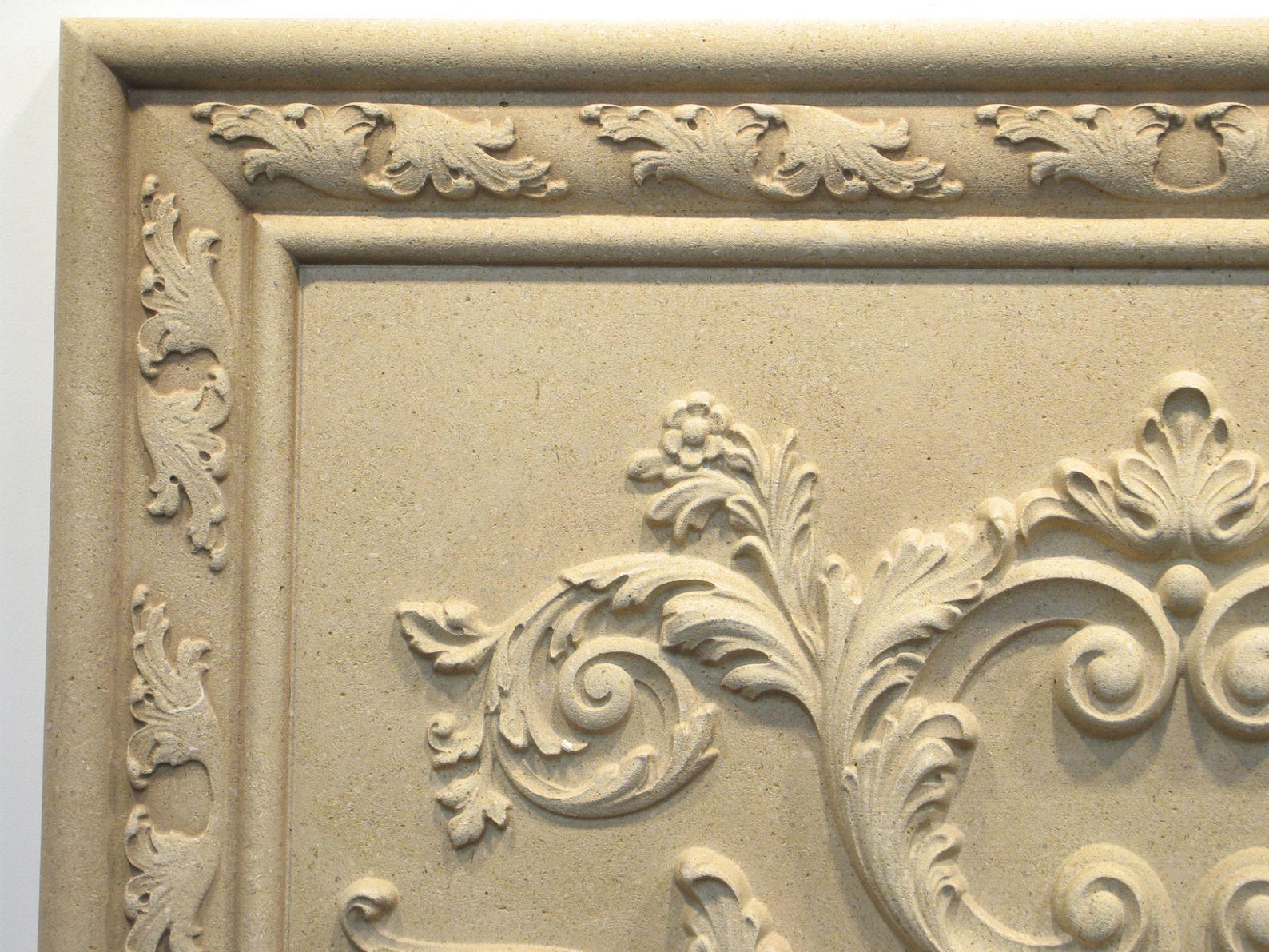 Ornate Relief Carved Limestone Back Splash 16" X 23" Decorative Tile ...