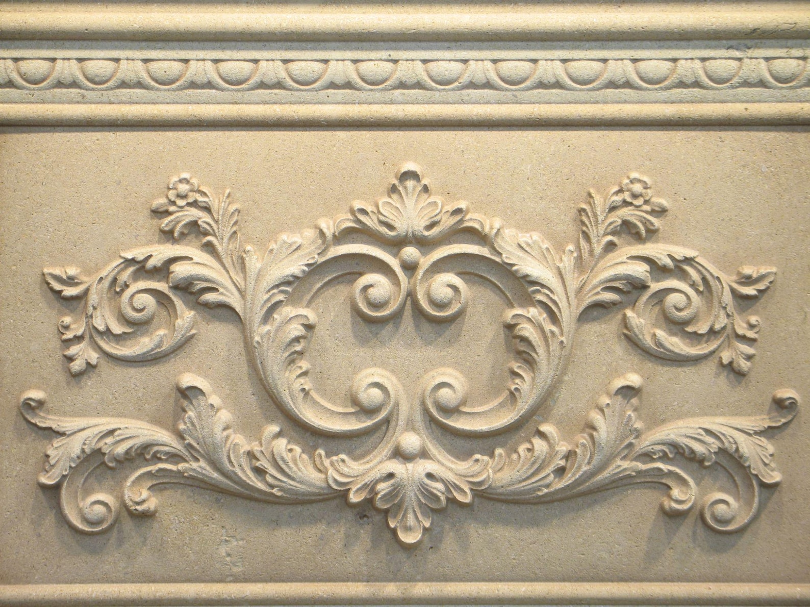 Ornate Relief Carved Limestone Back Splash 16" X 23" Decorative Tile ...