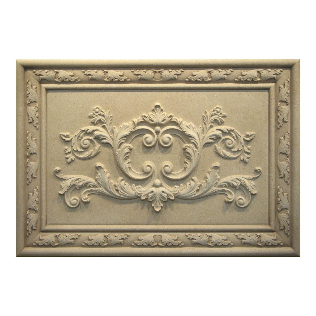 Ornate Relief Carved Limestone Back Splash 16" X 23" Decorative Tile ...