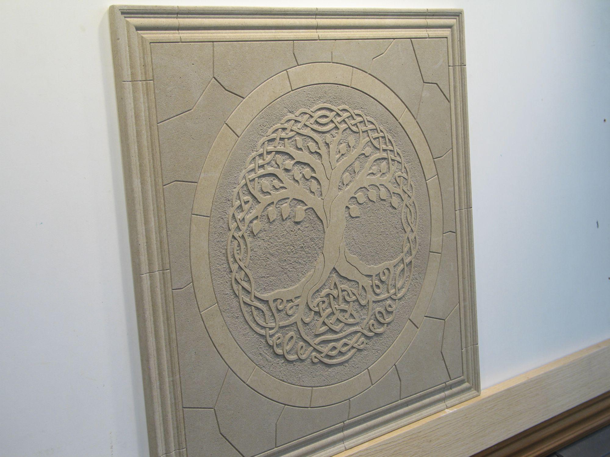 Tree of Life Monolithic Mosaic Etched Tile 18"x18" Limestone Backsplash ...