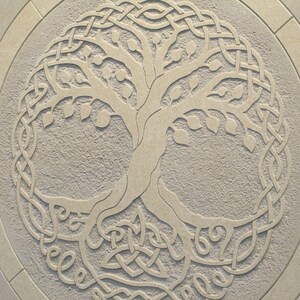 Tree of Life Monolithic Mosaic Etched Tile 18"x18" Limestone Backsplash ...