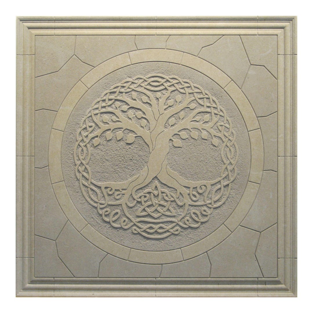 Tree of Life Monolithic Mosaic Etched Tile 18"x18" Limestone Backsplash ...