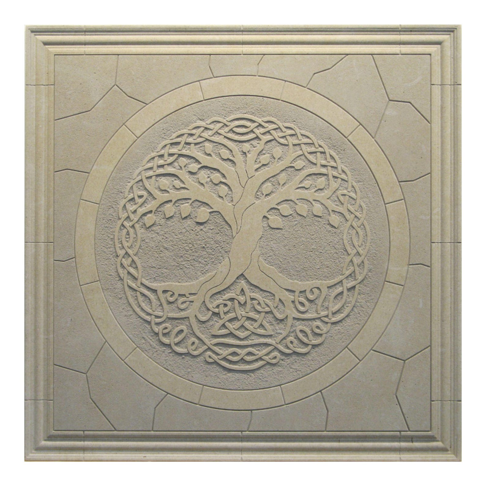 Tree of Life Monolithic Mosaic Etched Tile 18"x18" Limestone Backsplash ...