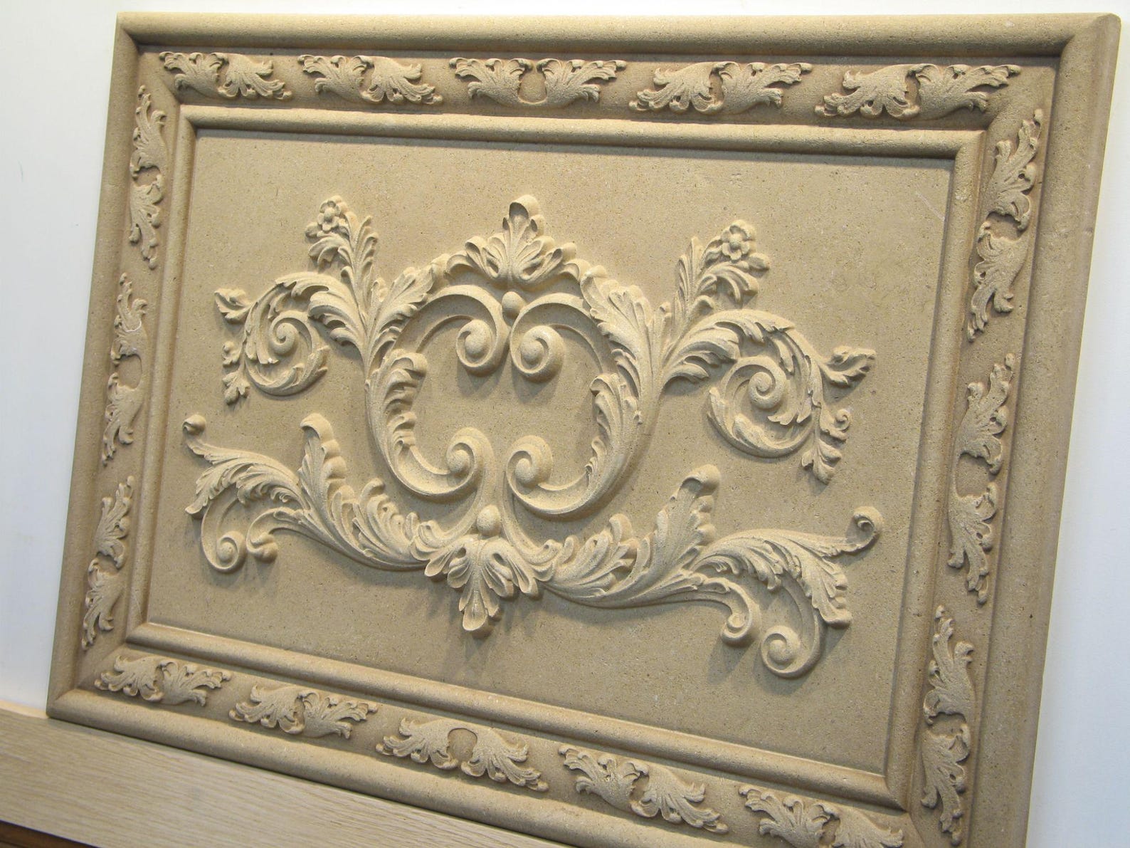 Ornate Relief Carved Limestone Back Splash 16" X 23" Decorative Tile ...