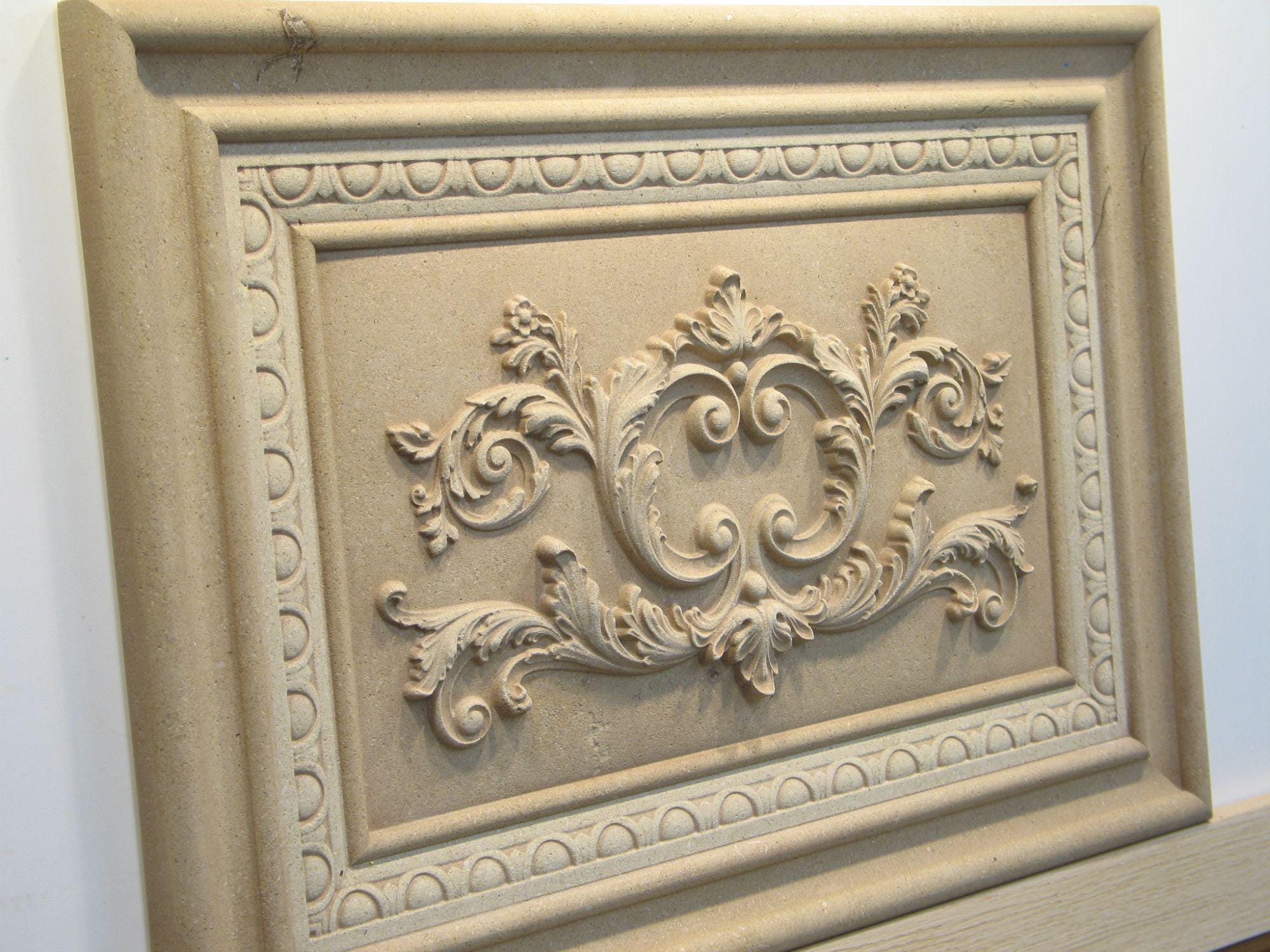 Ornate Relief Carved Limestone Back Splash 16" X 23" Decorative Tile ...