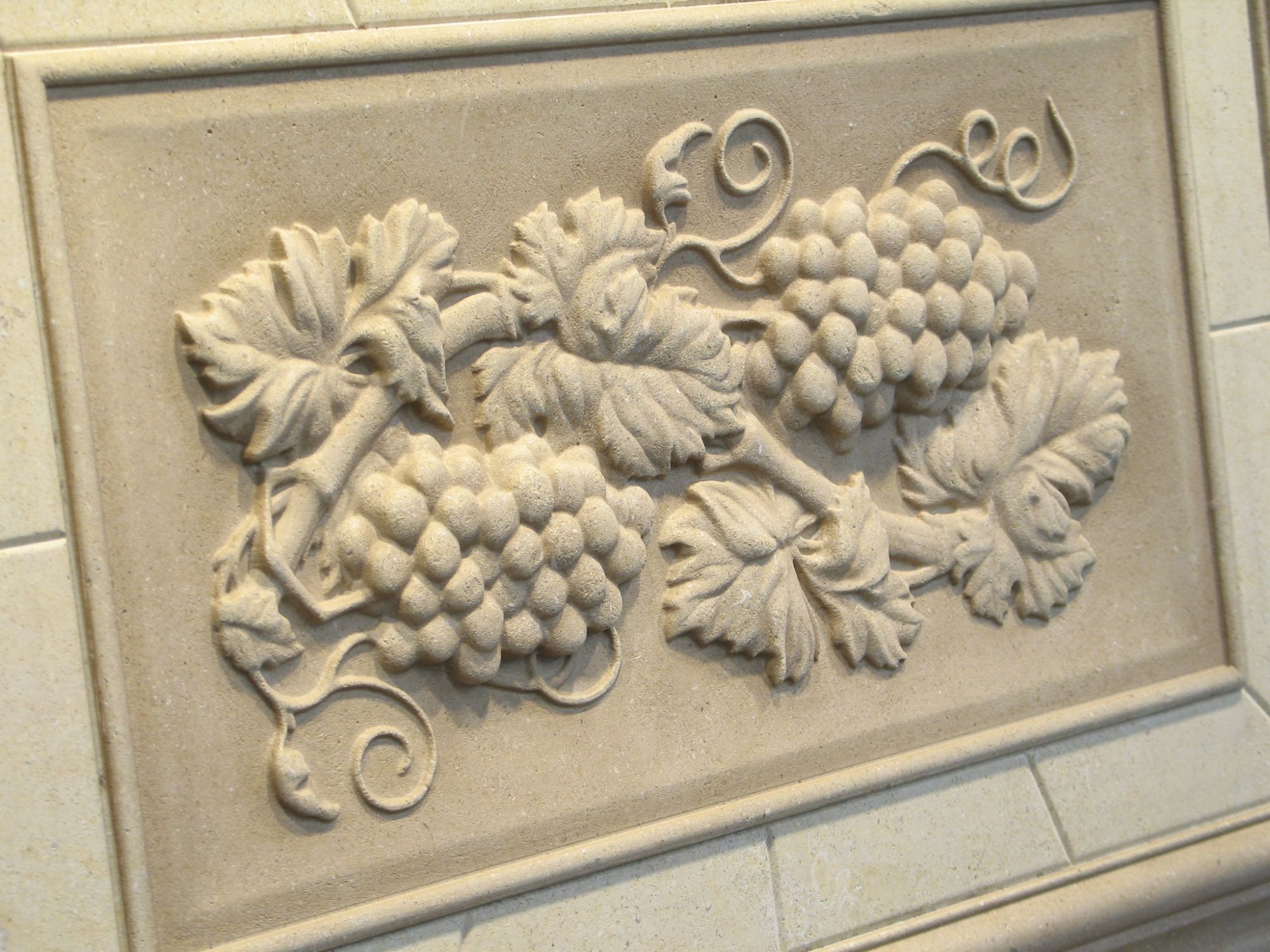Relief Carved Grape Limestone Backsplash 16" X 24" Tile Insert - Etsy