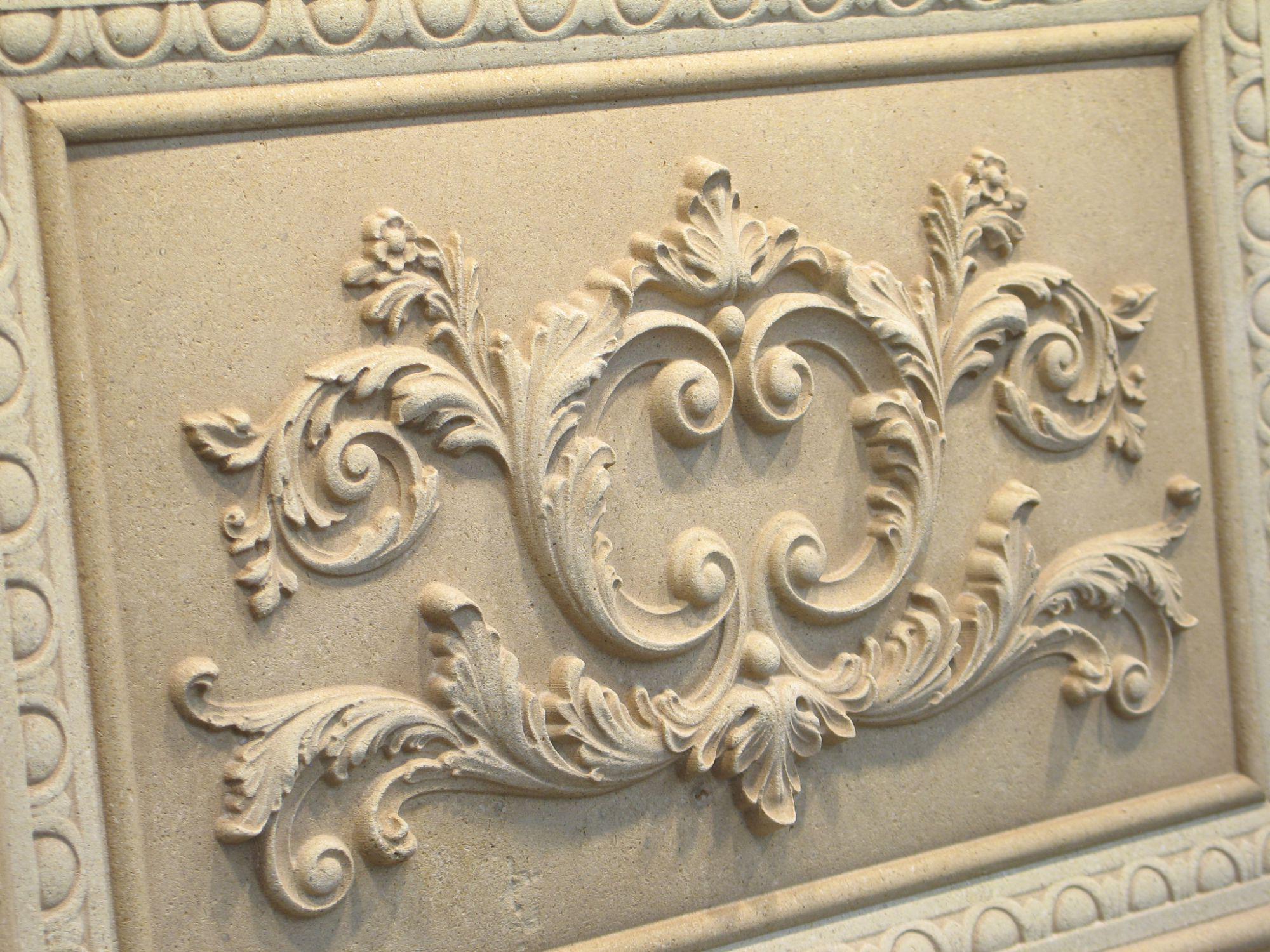 Ornate Relief Carved Limestone Back Splash 16" X 23" Decorative Tile ...