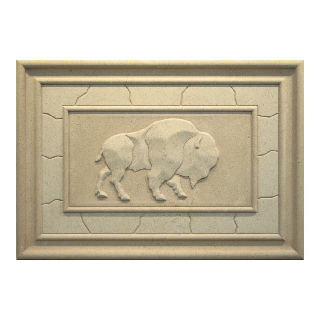 Relief Carved Limestone Buffalo 16" X 23" Decorative Backsplash Tile ...