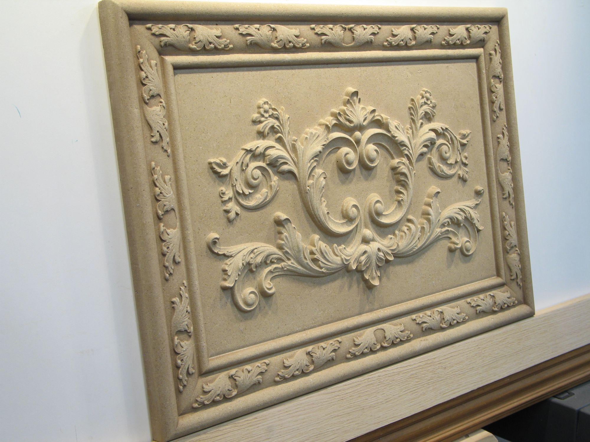 Ornate Relief Carved Limestone Back Splash 16" X 23" Decorative Tile ...