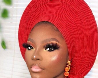 African Gele Ofi for Women, Nigerian Traditional Bridal Aso Oke Hats ...