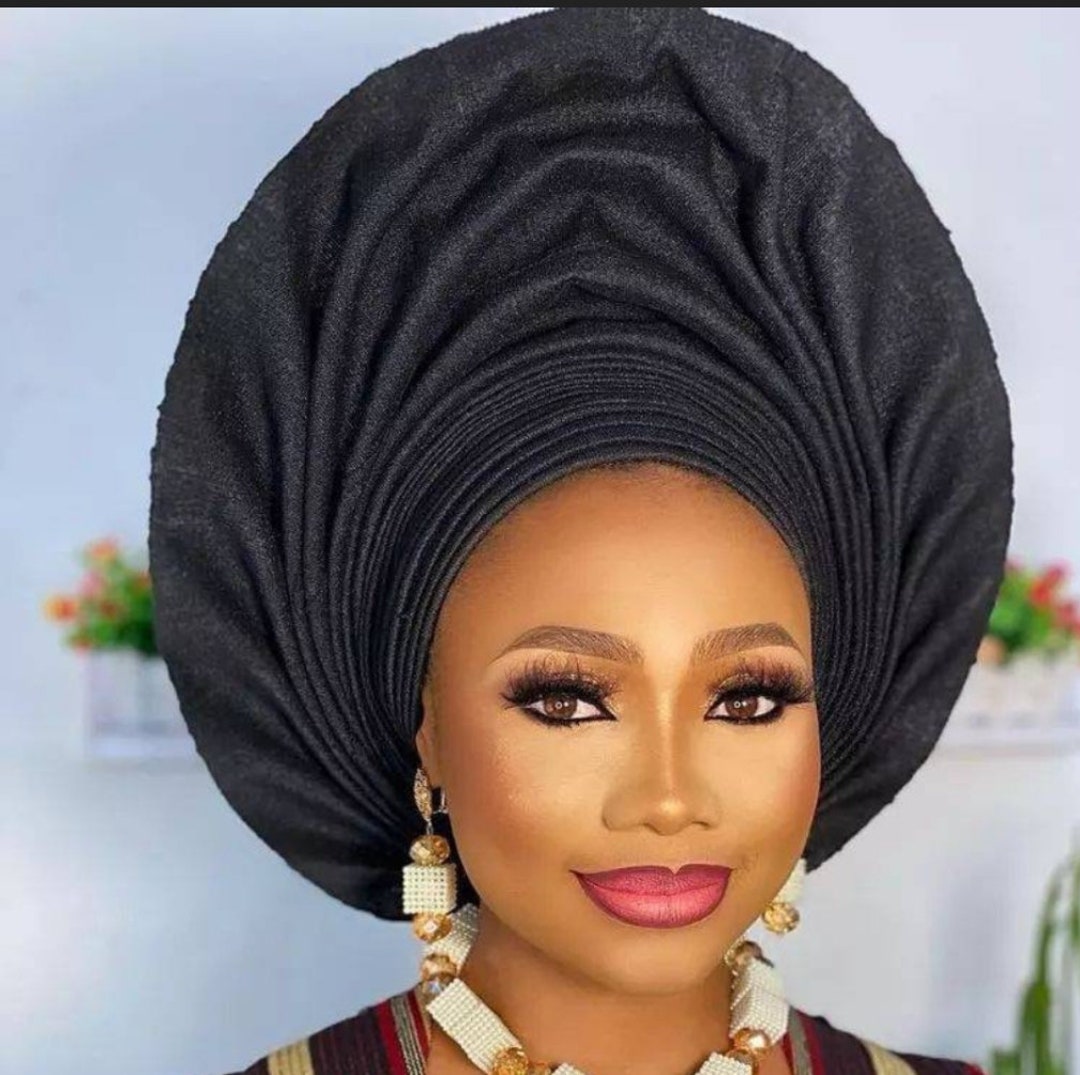 African Gele Ofi for Women, Nigerian Traditional Bridal Aso Oke Hats ...