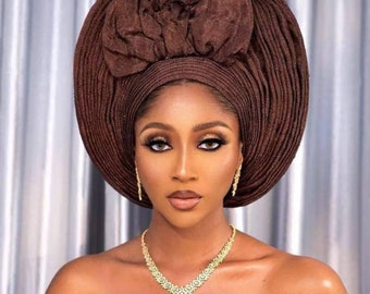 African Gele Ofi for Women, Nigerian Traditional Bridal Aso Oke Hats ...