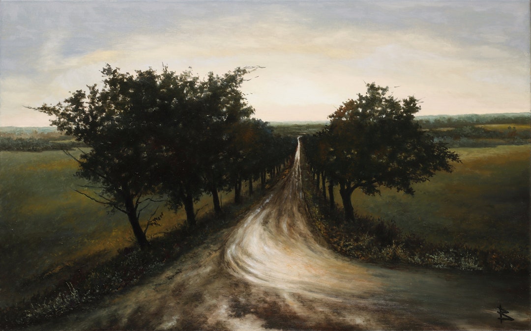 Crossroad, Classic Landscape, Oil Painting on Canvas, Realism Painting ...