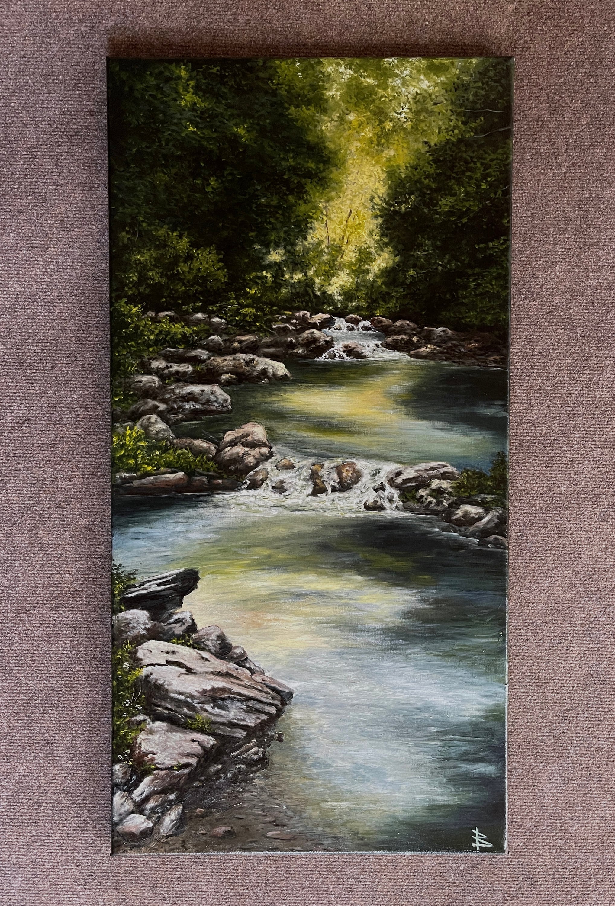 Forest Water Flow, Oil Painting on Canvas, Oil Painting Landscape ...