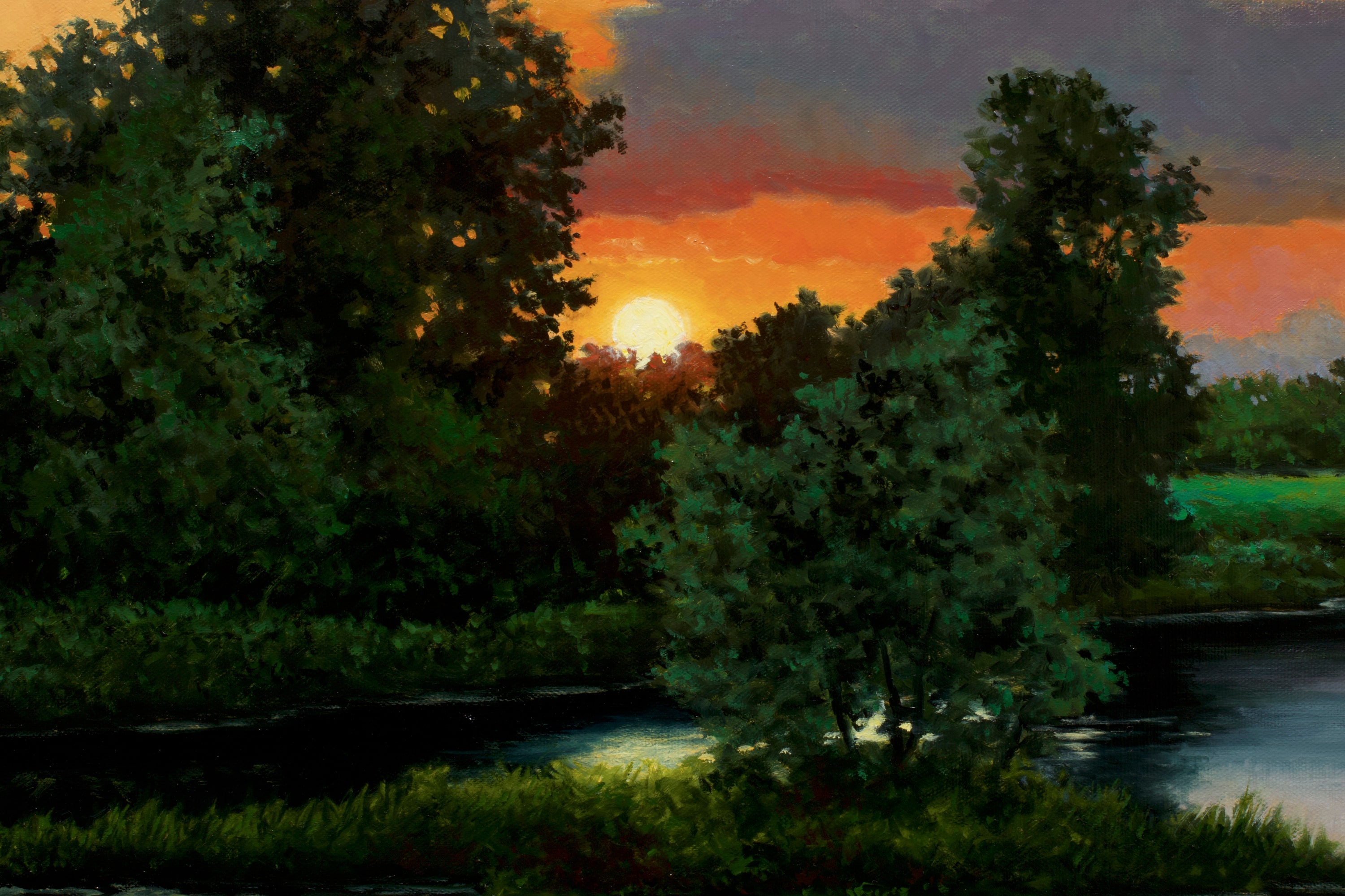 Summer Memories, Classic Realism, Landscape, Scenery, Sun, River, Lake ...