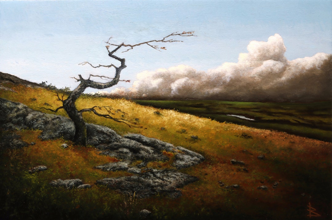 The Wind is Blowing, Oil Painting on Canvas, Classic Realism, Landscape ...