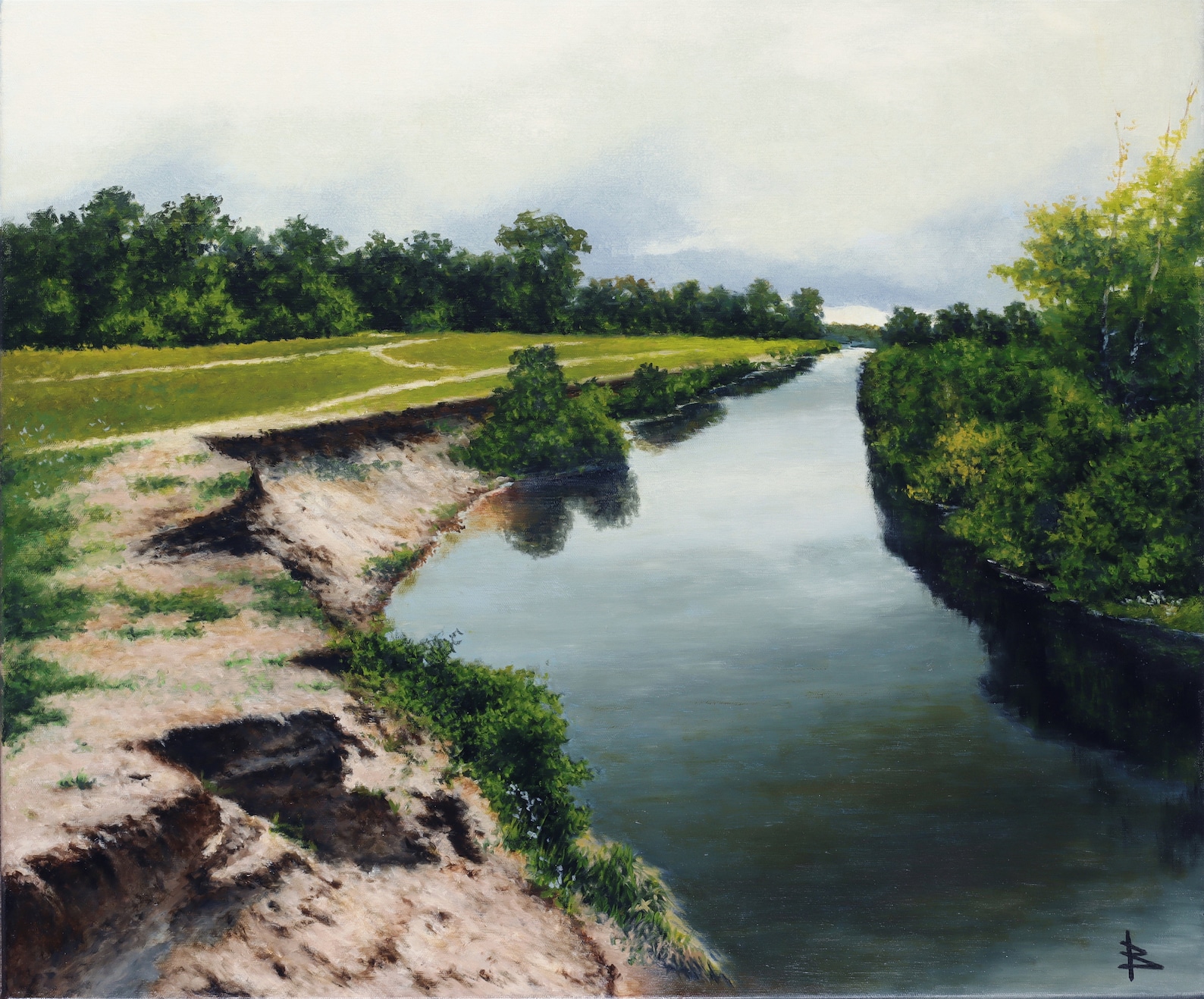 Two Banks, Classic Realism, Landscape, Scenery, Sun, River, Oil ...