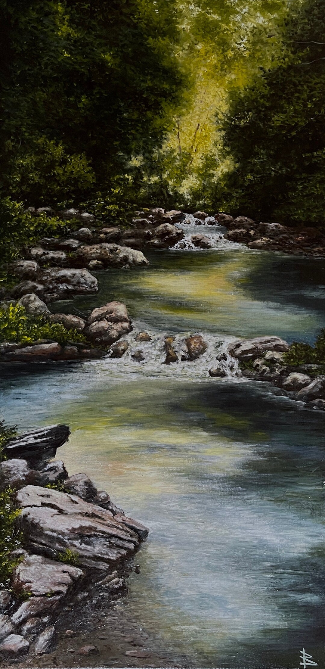 Forest Water Flow, Oil Painting on Canvas, Oil Painting Landscape ...