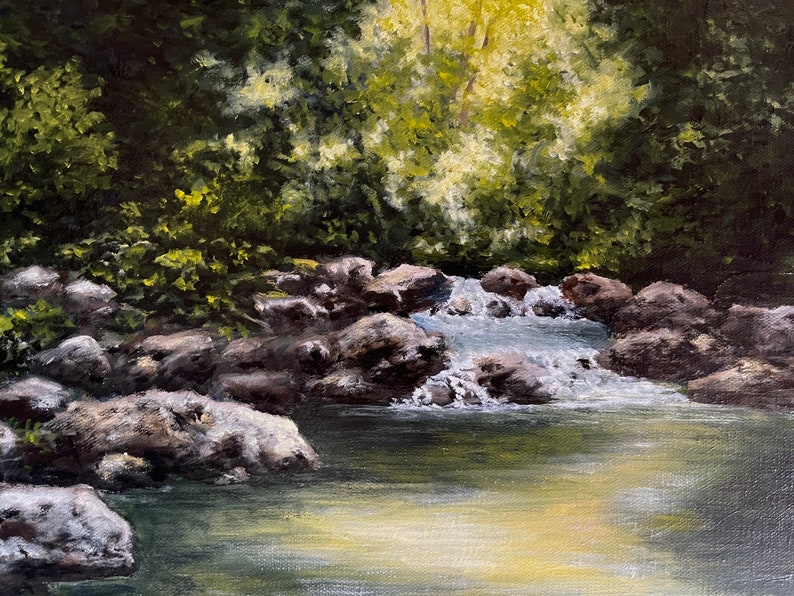 Forest Water Flow, Oil Painting on Canvas, Oil Painting Landscape ...