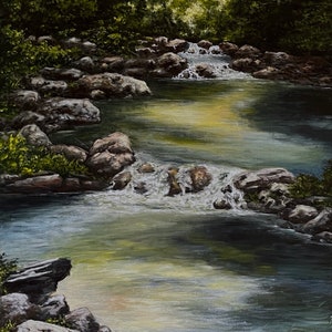 Forest Water Flow, Oil Painting on Canvas, Oil Painting Landscape ...