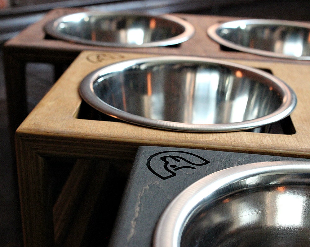 Small Dog Bowls 450 Ml Skeleton Double Bowls.elevated Dog - Etsy