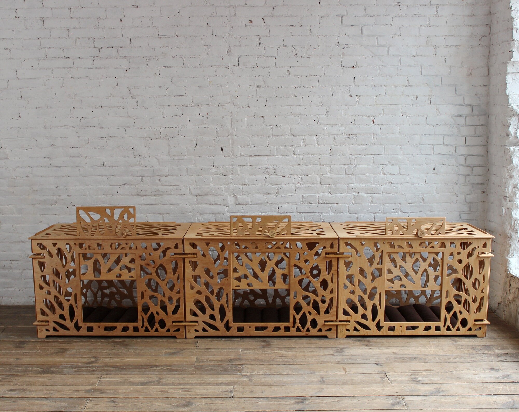 Modern Triple Kennel for Small Dogs Wooden Dog House READY TO - Etsy