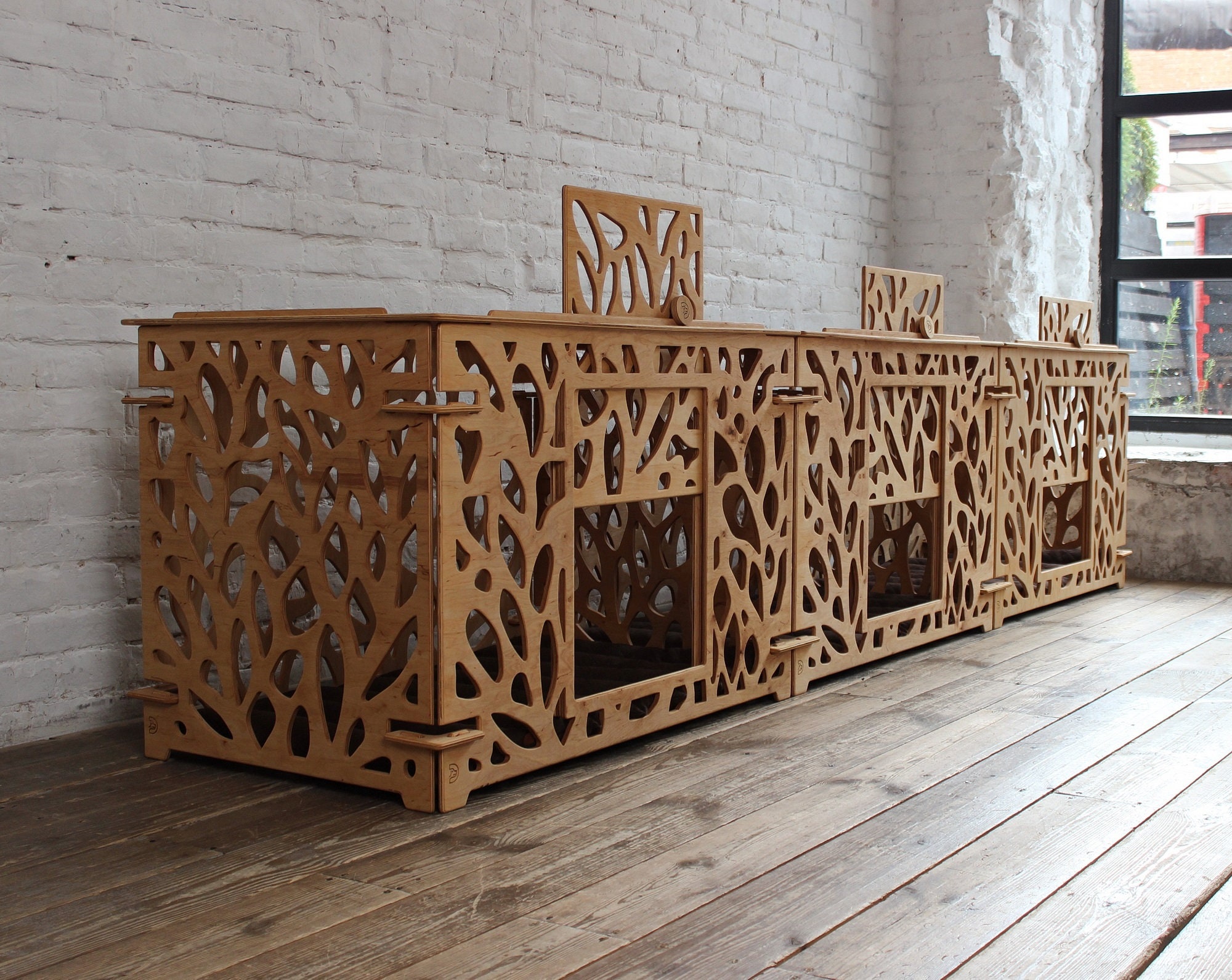 Modern Triple Kennel for Small Dogs Wooden Dog House READY TO - Etsy