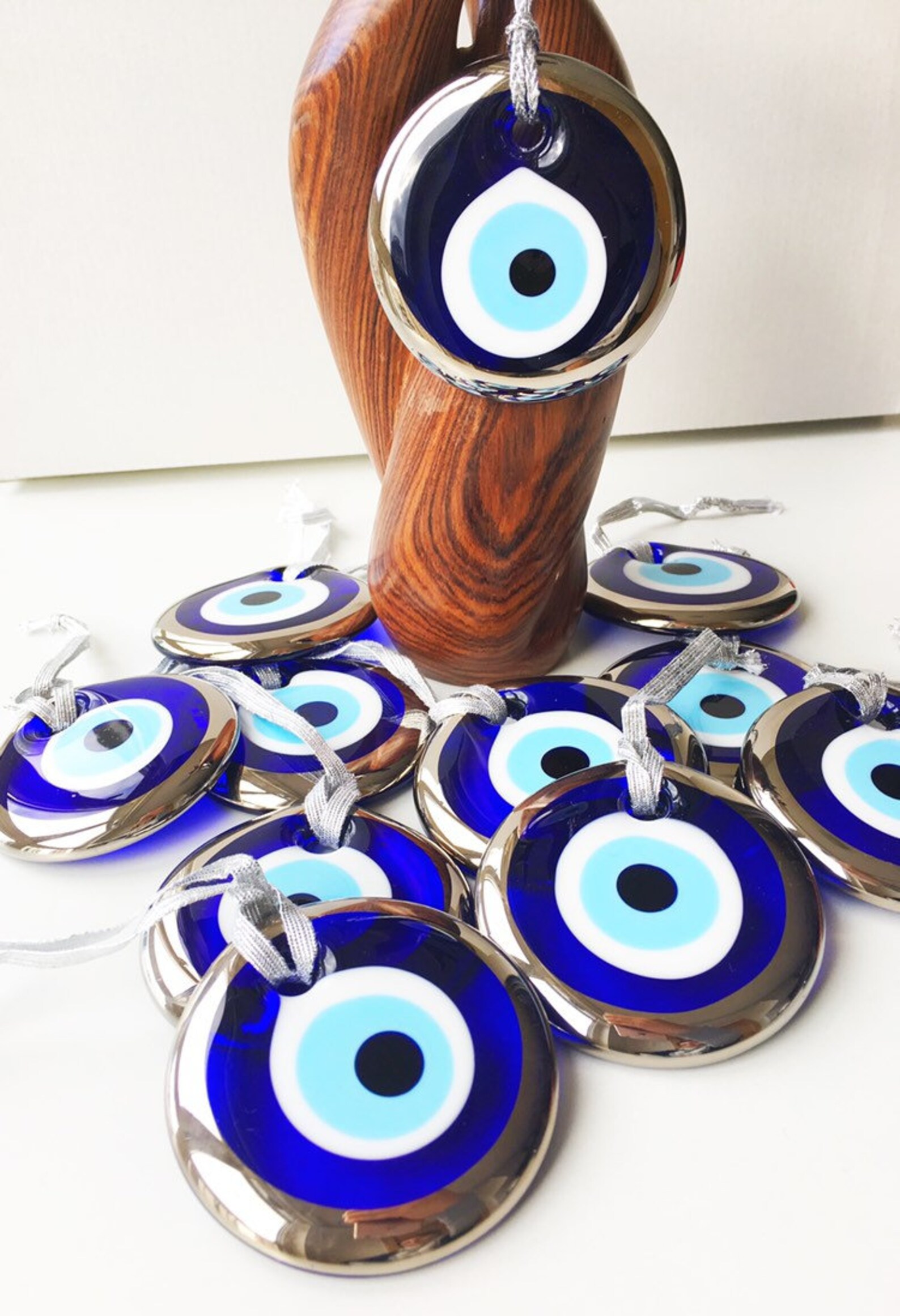 Evil Eye Wall Hanging, Blue Evil Eye Bead, Silver Evil Eye Bead, Evil ...