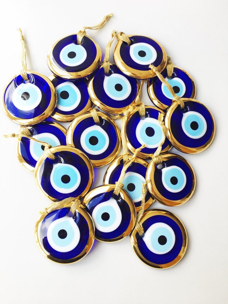 Turkish Evil Eye Bead Gold Evil Eye Bead 7cm Gold Evil Eye - Etsy Canada