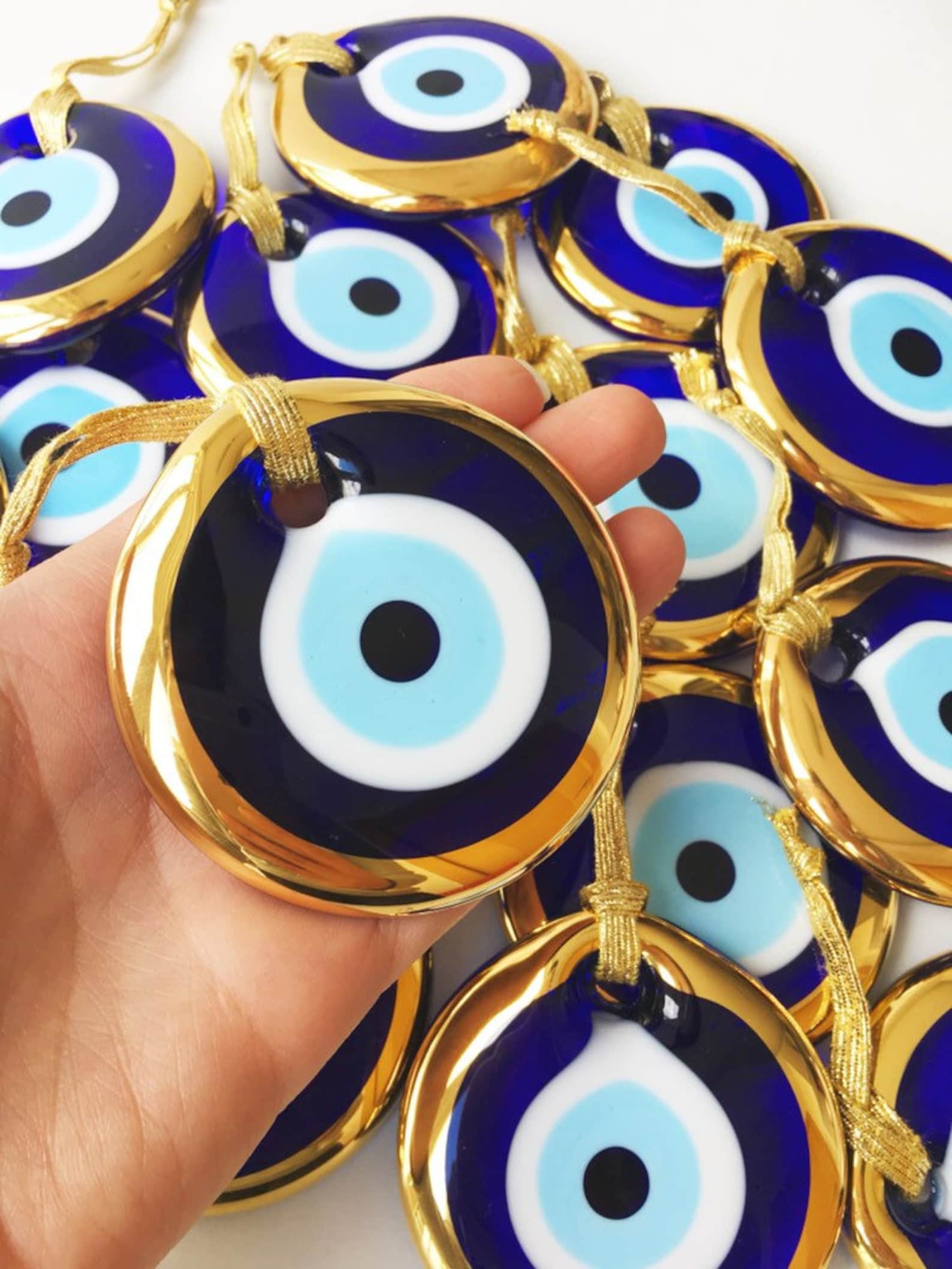 Turkish Evil Eye Bead Gold Evil Eye Bead 7cm Gold Evil Eye | Etsy