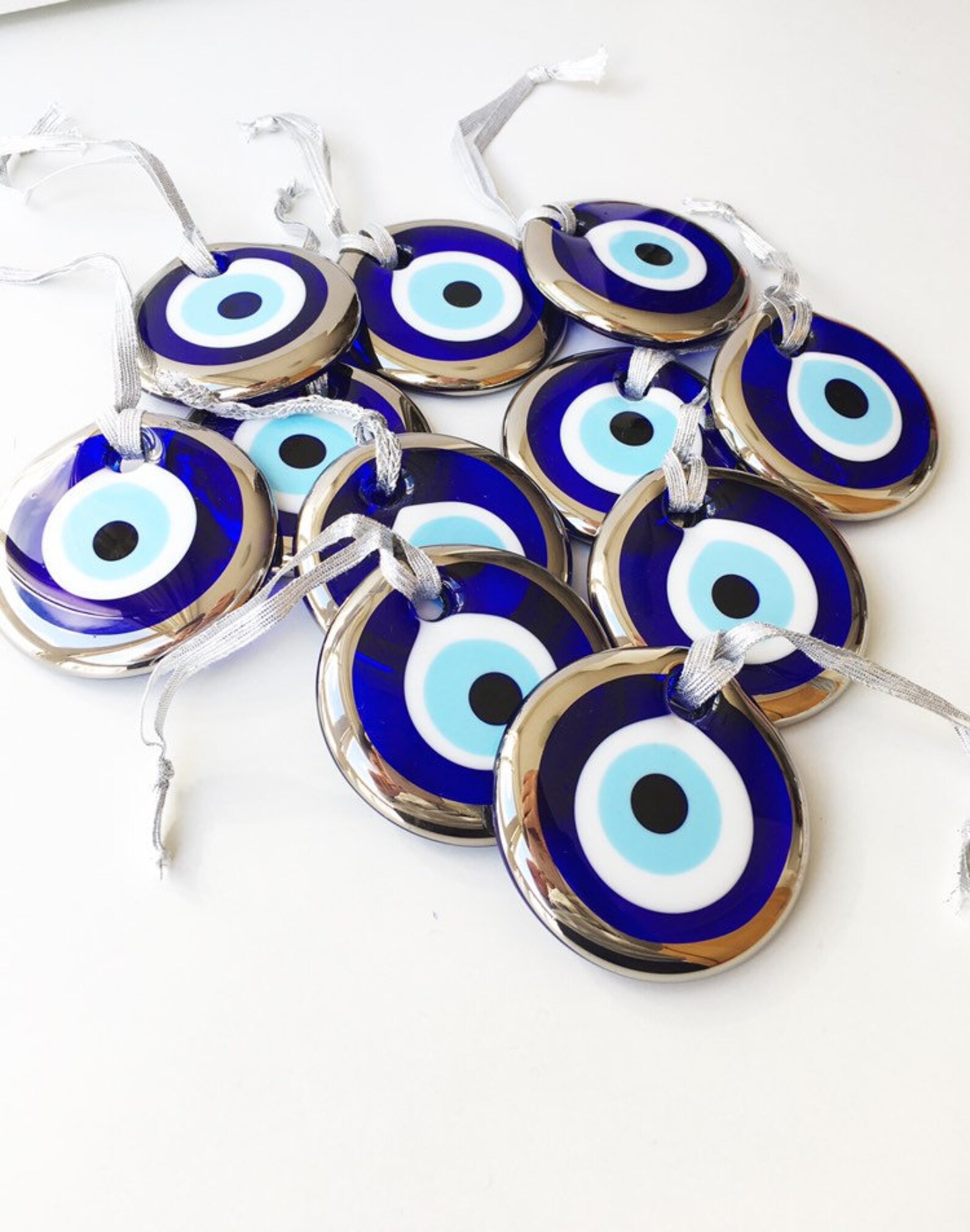 Evil Eye Wall Hanging, Blue Evil Eye Bead, Silver Evil Eye Bead, Evil ...