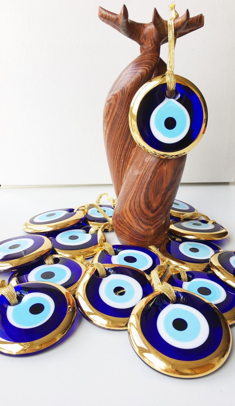 Turkish Evil Eye Bead Gold Evil Eye Bead 7cm Gold Evil Eye | Etsy