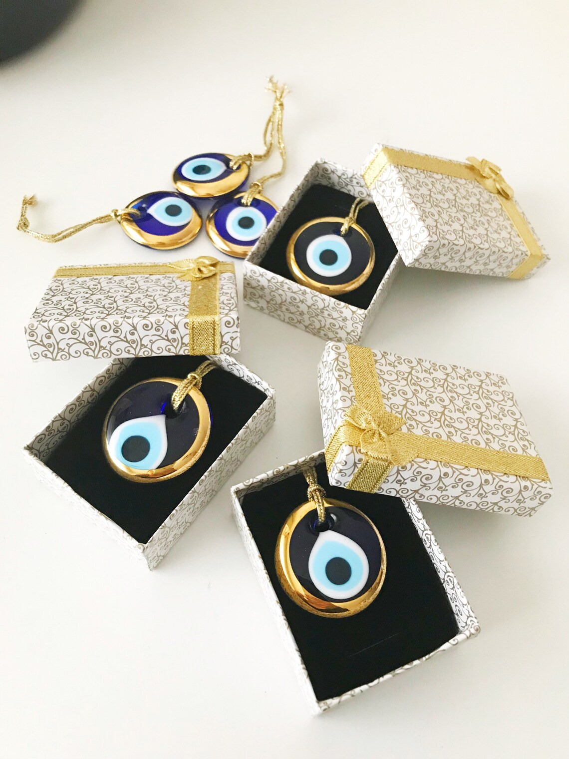 Gold Evil Eye Bead Evil Eye Bead in Box Cardboard Box - Etsy
