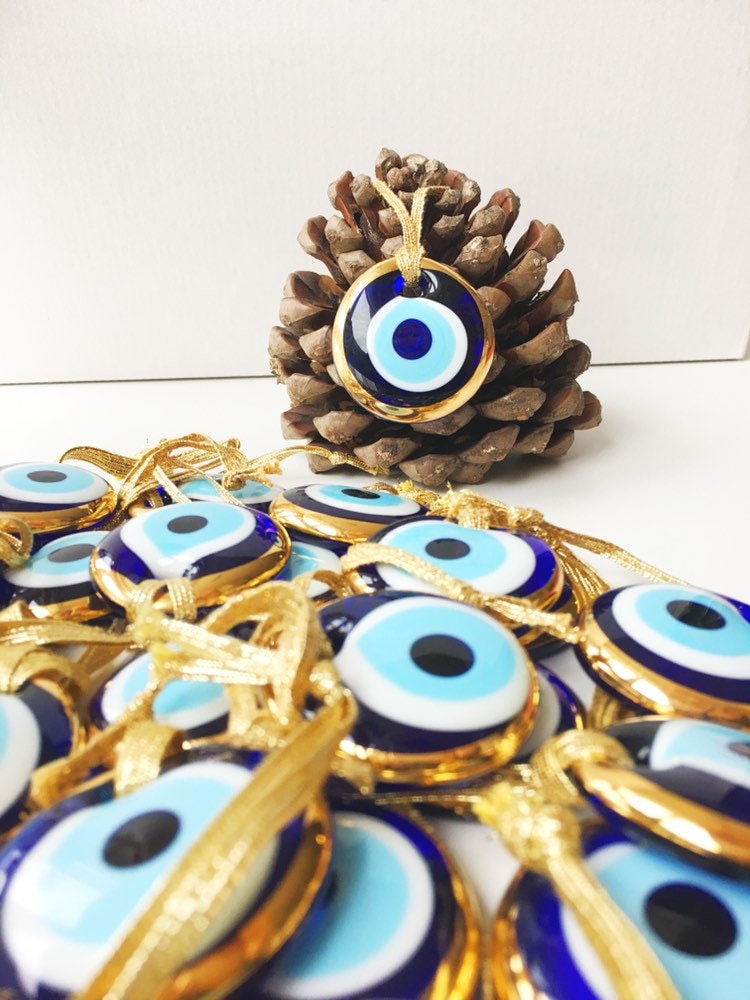 5 Pcs Gold Evil Eye Beads Evil Eye Charm Blue Glass Evil Eye - Etsy