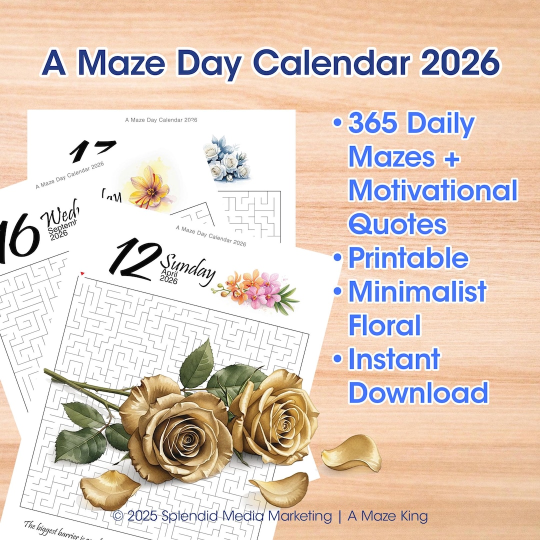2026 Daily Maze Calendar Printable | 365 Unique Maze Puzzles ...