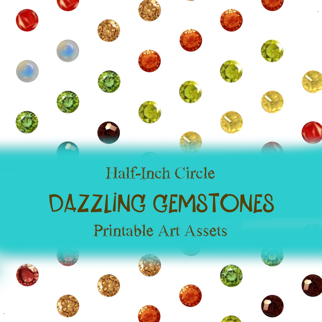 Printable Jewelry Gems - 12mm Illustrated Jewels for Download - Instant ...