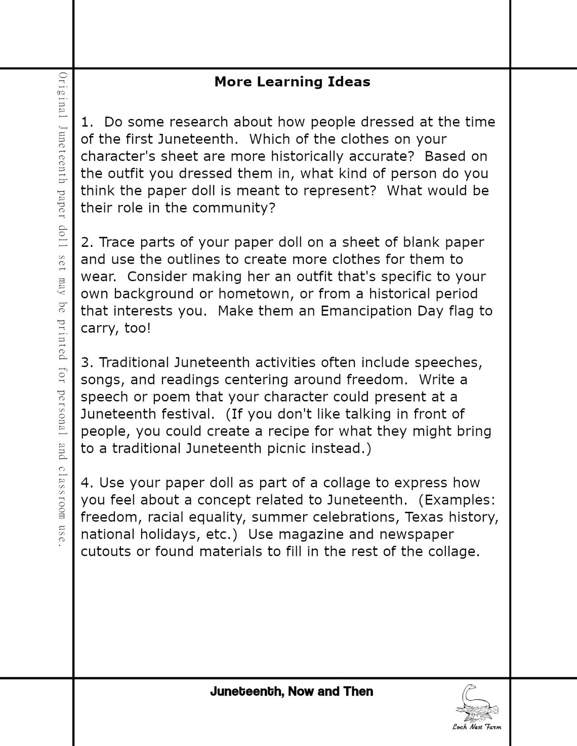 Juneteenth Paper Dolls INSTANT DOWNLOAD Black History Paper Doll Sheets ...