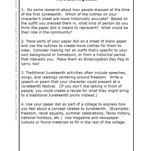 Juneteenth Paper Dolls INSTANT DOWNLOAD Black History Paper Doll Sheets ...