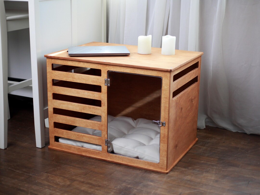 Modern Wooden Dog Crate With Acrylic Door – Pet Furniture for Small ...