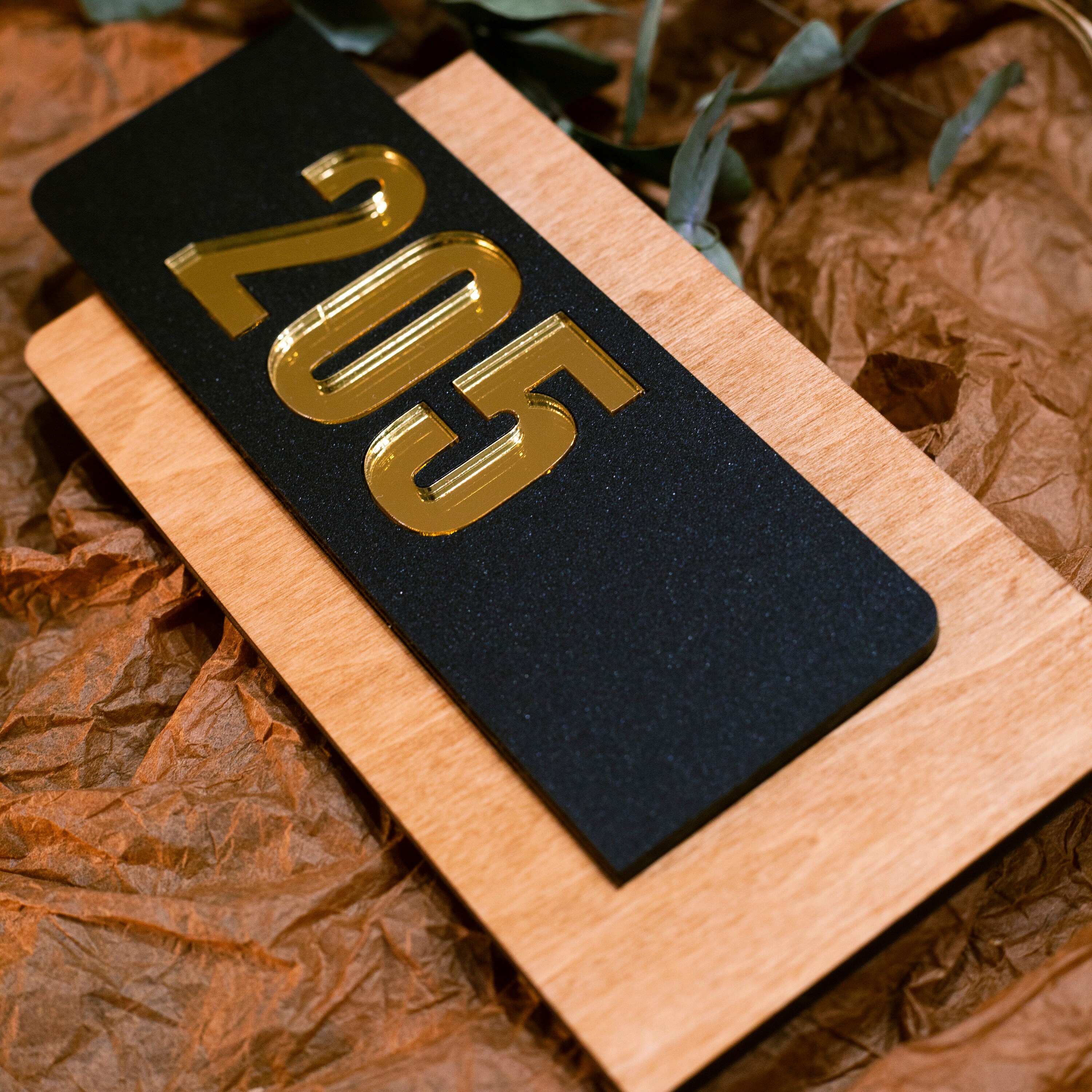 Personalized Wooden House Number Sign With Matte Black Acrylic – Sleek ...