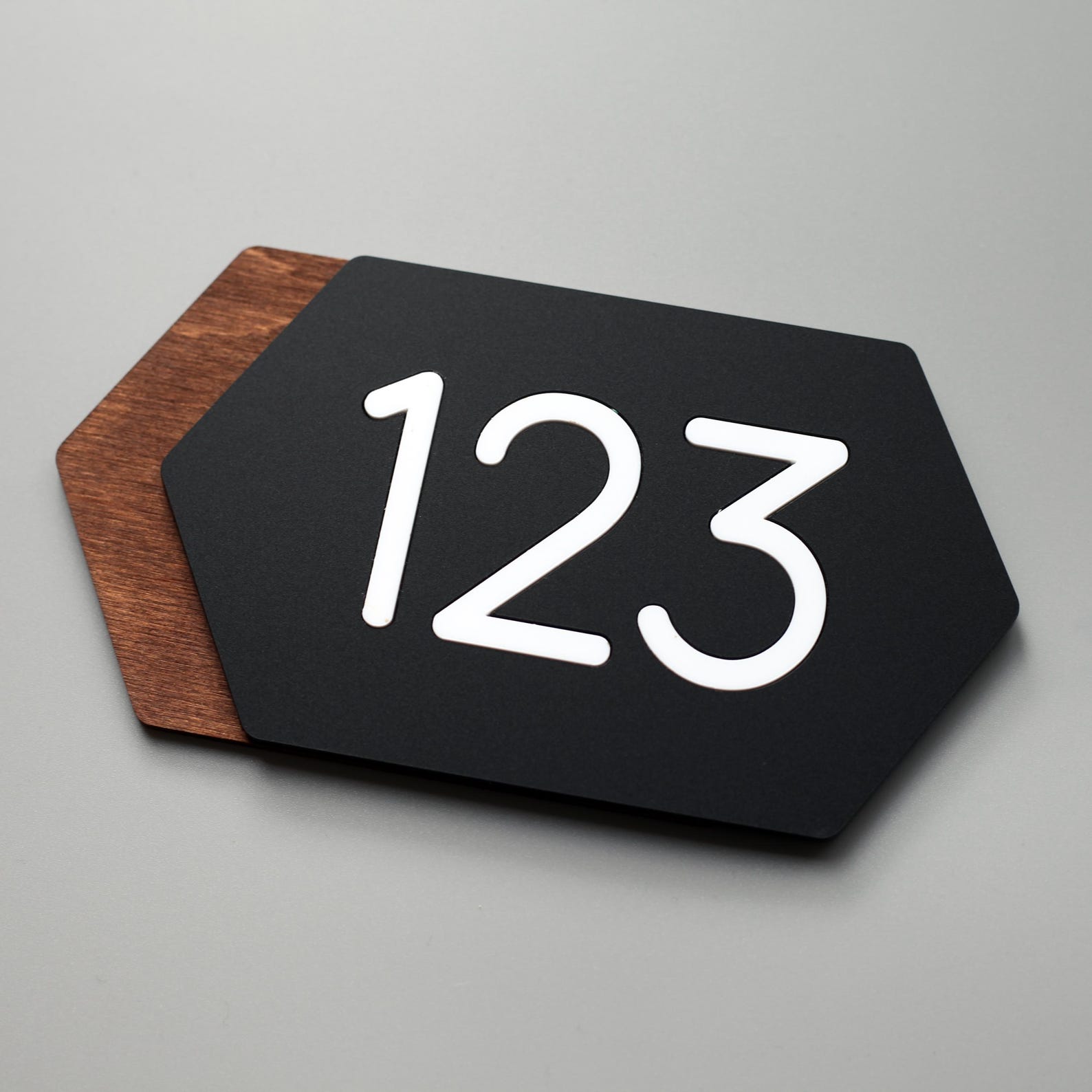Modern Apartment Door Number Sign | Wood and Acrylic House Number ...