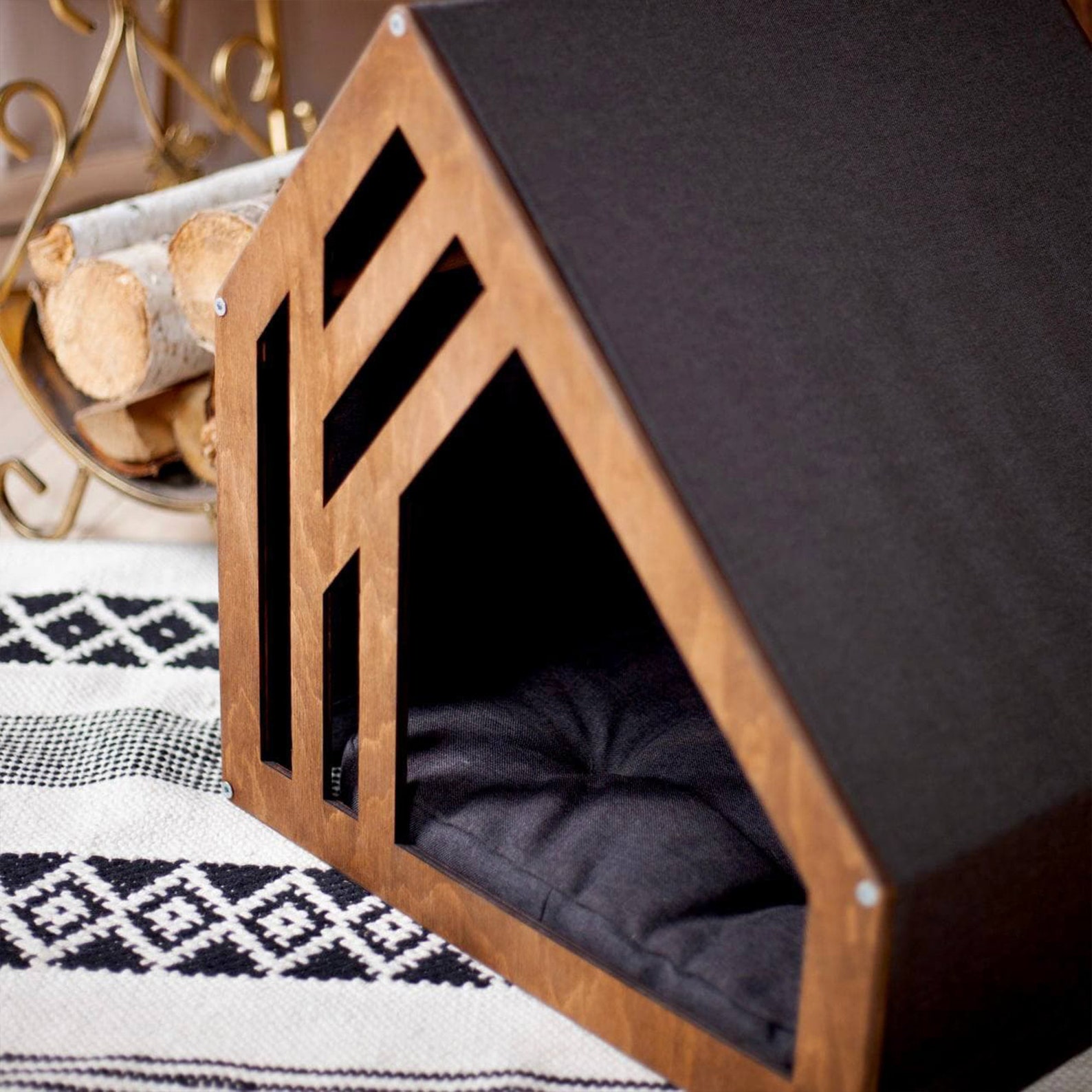 Indoor Modern Dog House Wooden Dog House Wood Cat Dog House - Etsy
