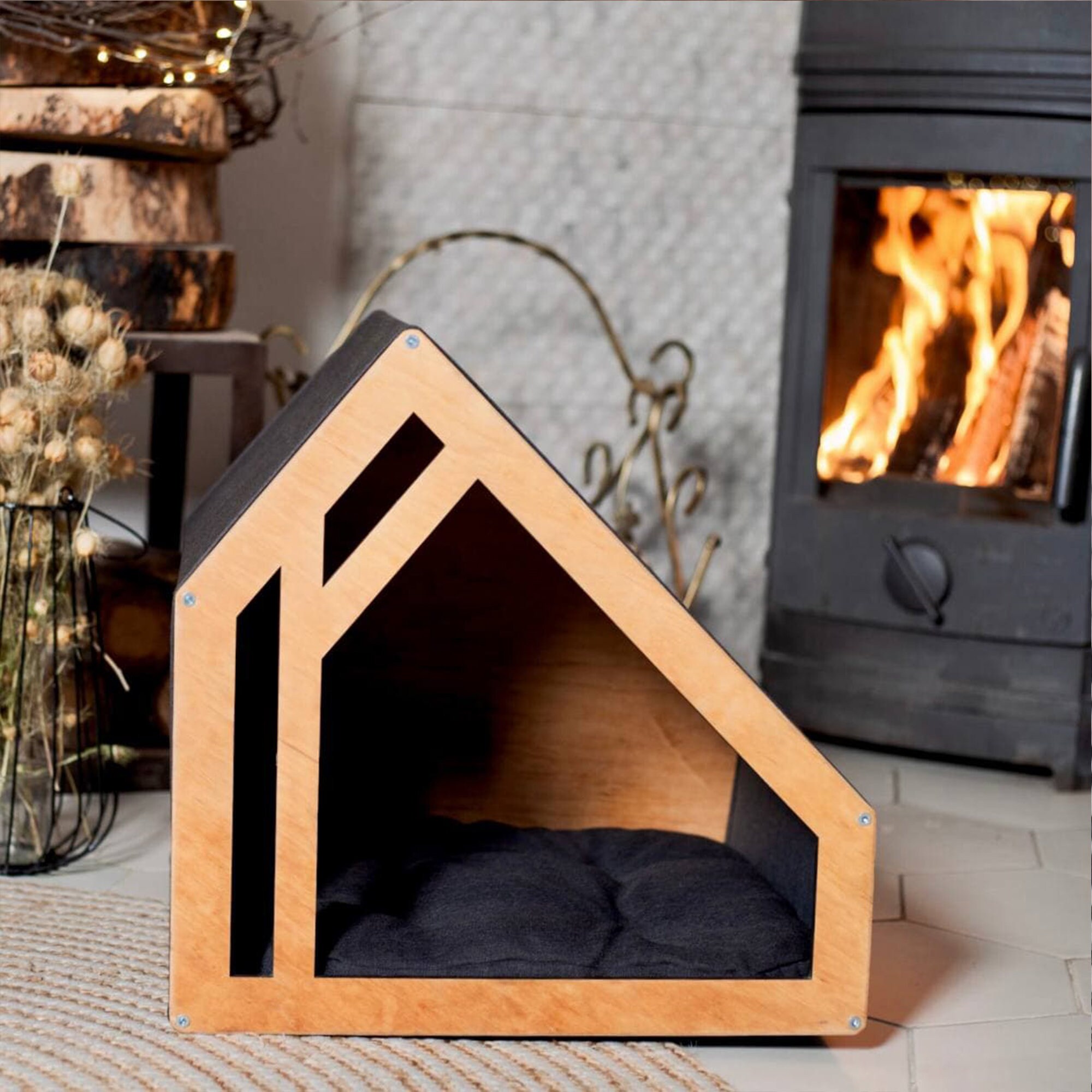 Modern Indoor Dog House Cat House, Wooden Pet Dog House, Wood Dog Crate ...