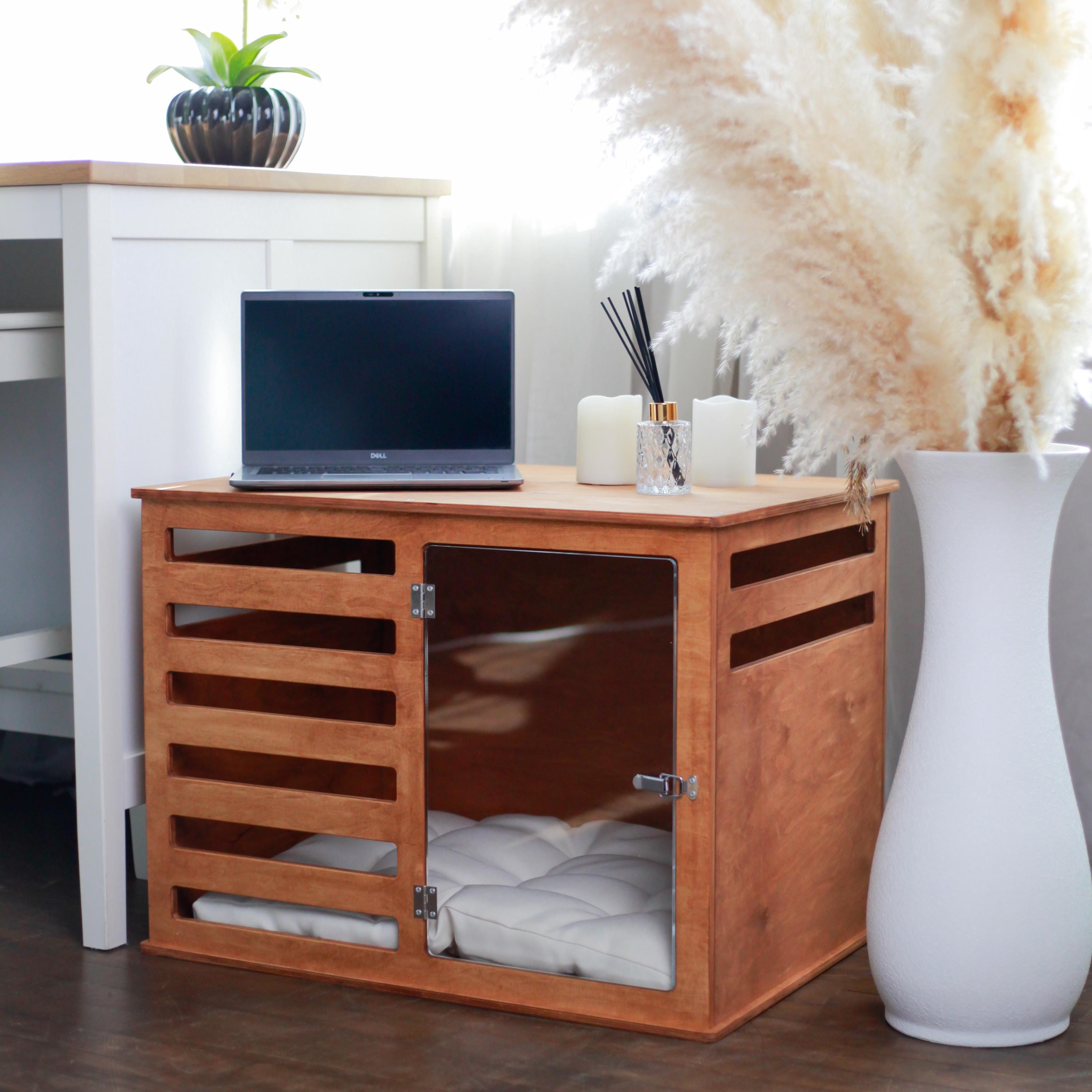 Modern Wooden Dog Crate With Acrylic Door – Pet Furniture for Small ...