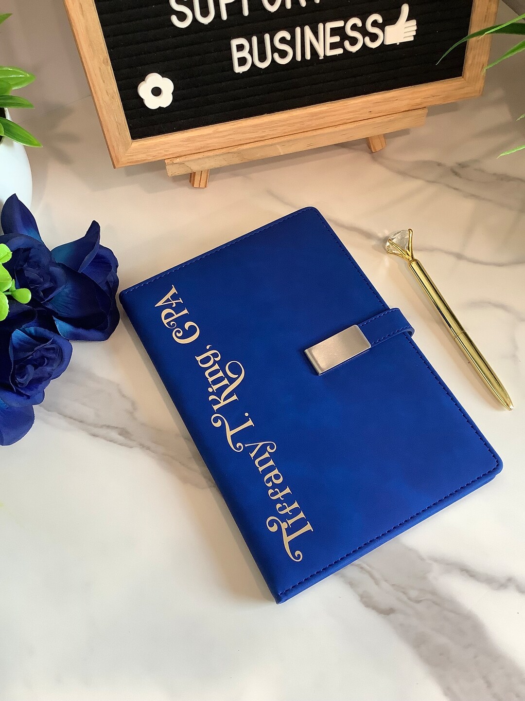 Elegant Personalized Journal, Royal Blue and Gold, Notebook, Custom ...